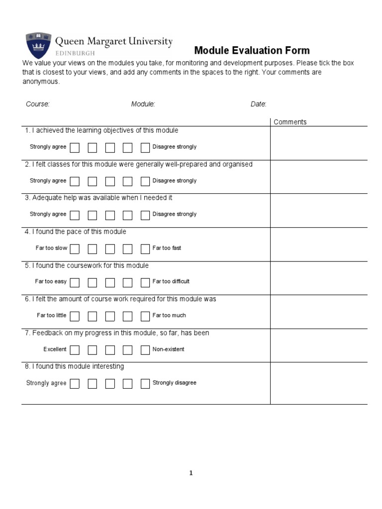 Module Evaluation Form | PDF | Human Nature