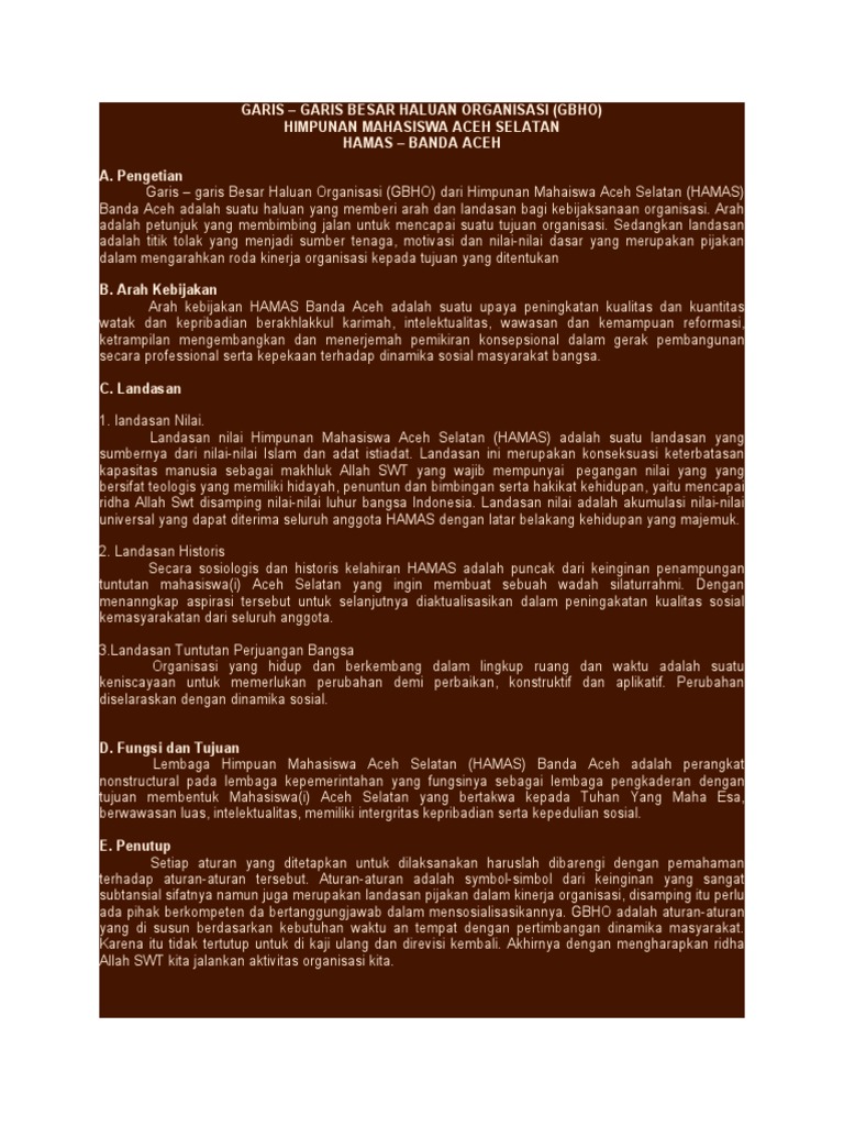 GBHO dan GBHK Himpunan Mahasiswa HAMAS | PDF