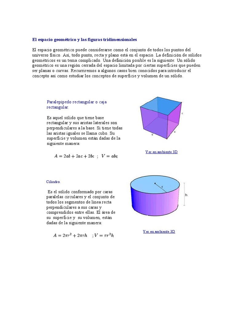 El Espacio Geométrico y Las Figuras Tridimensionales | PDF ...