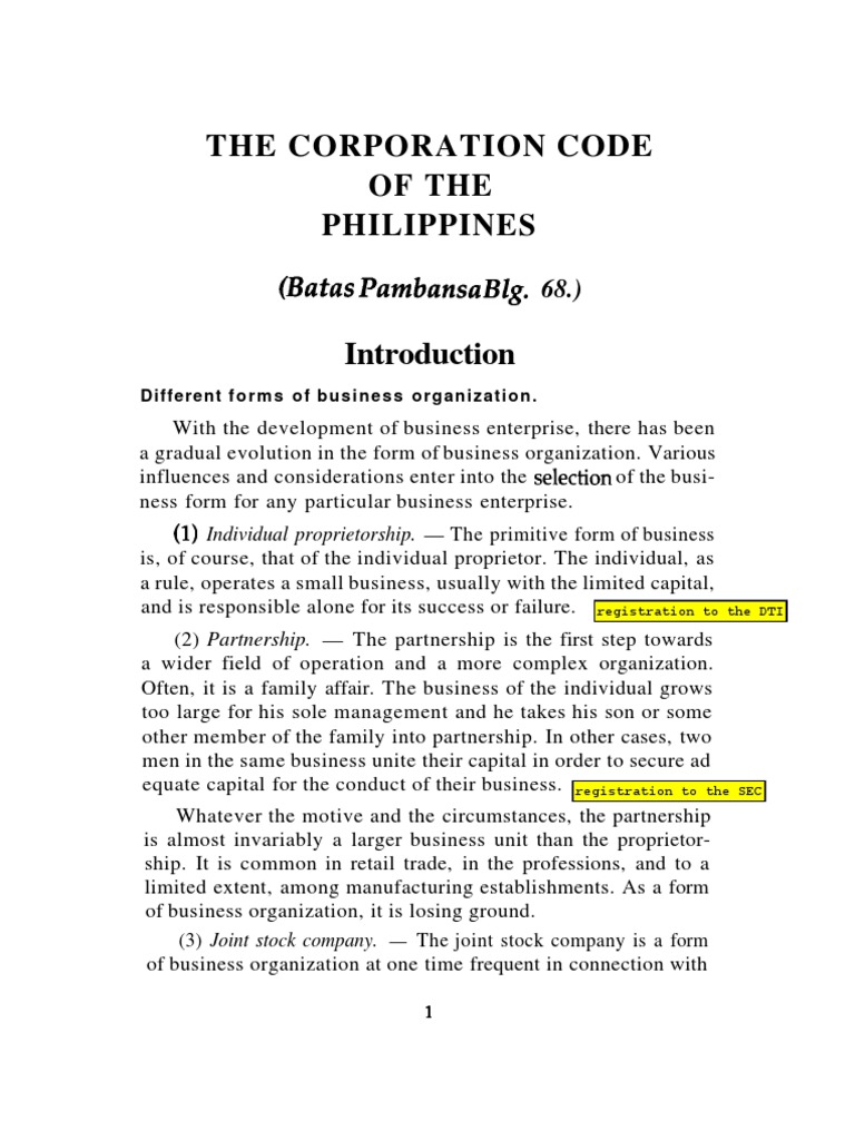 The Corporation Code of The Philippines by de Leon | PDF | Corporations ...