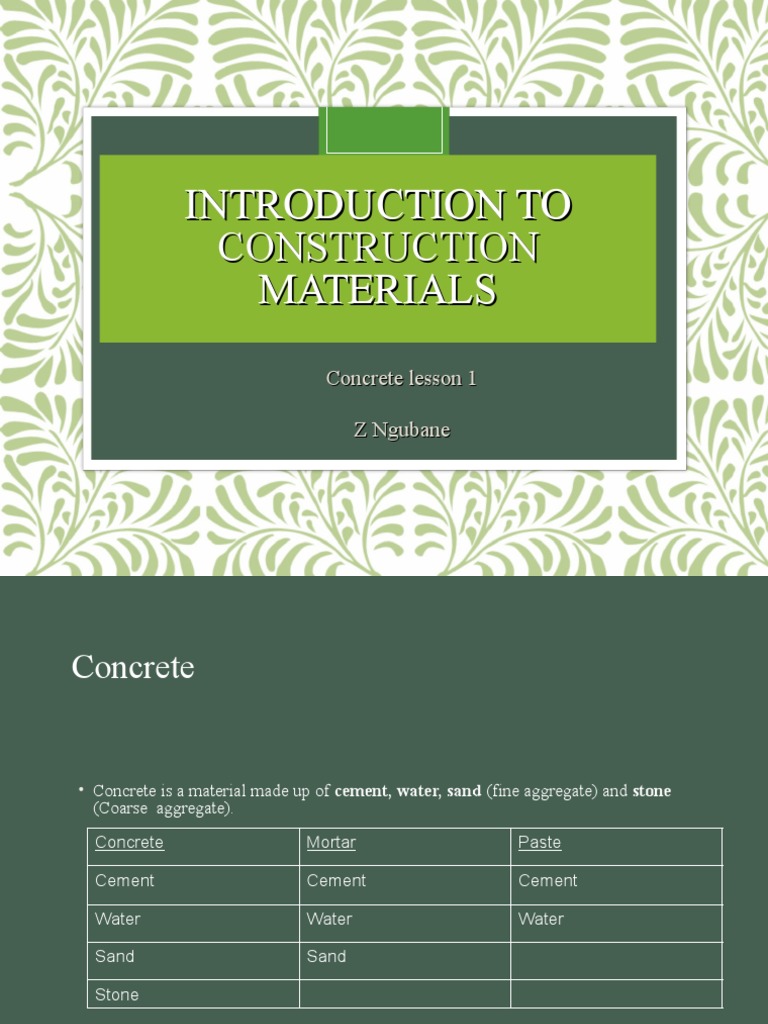 Concrete Lesson 1 | PDF | Concrete | Cement