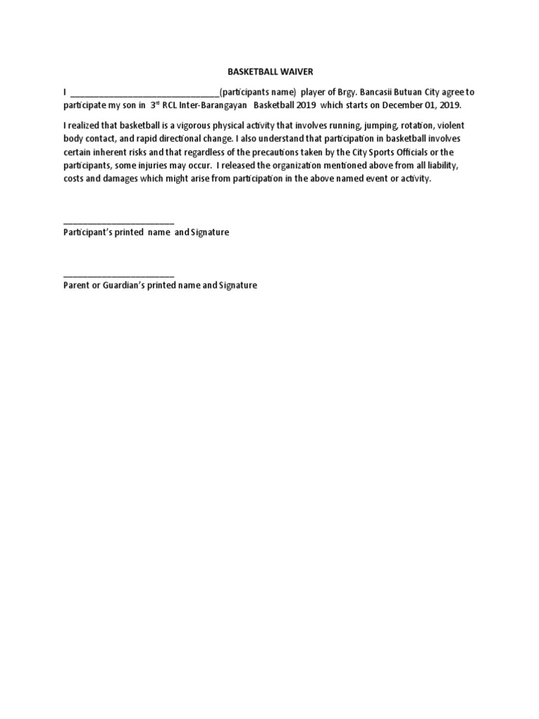 Basketball Waiver Format | PDF