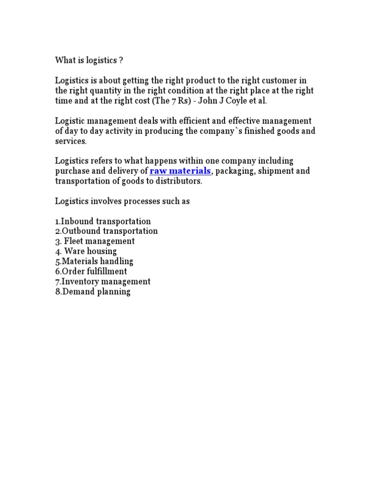 Understanding Logistics Management Basics | PDF | Finance & Money ...