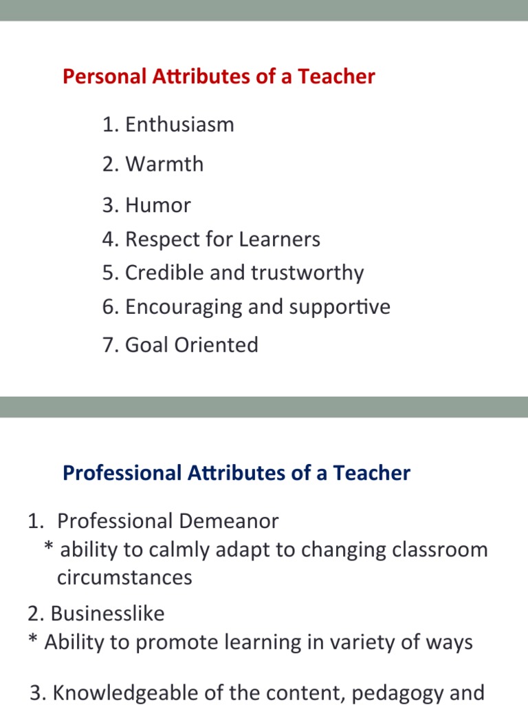 Personal Attributes of A Teacher | PDF