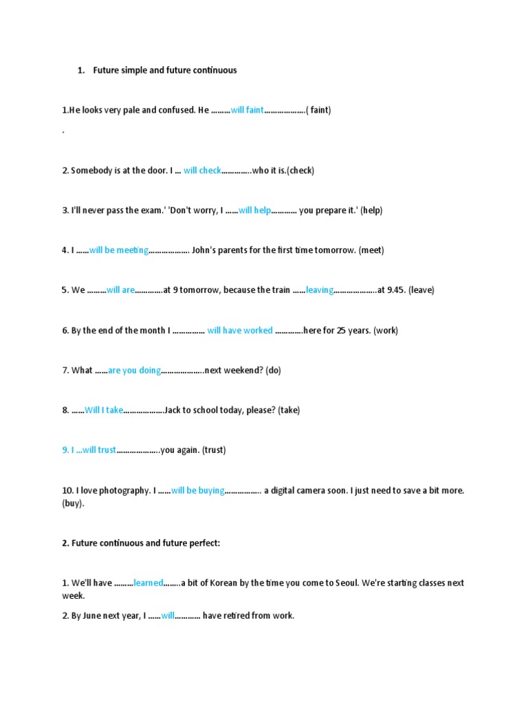 Future Grammar Tense Forms Pdf Home Garden