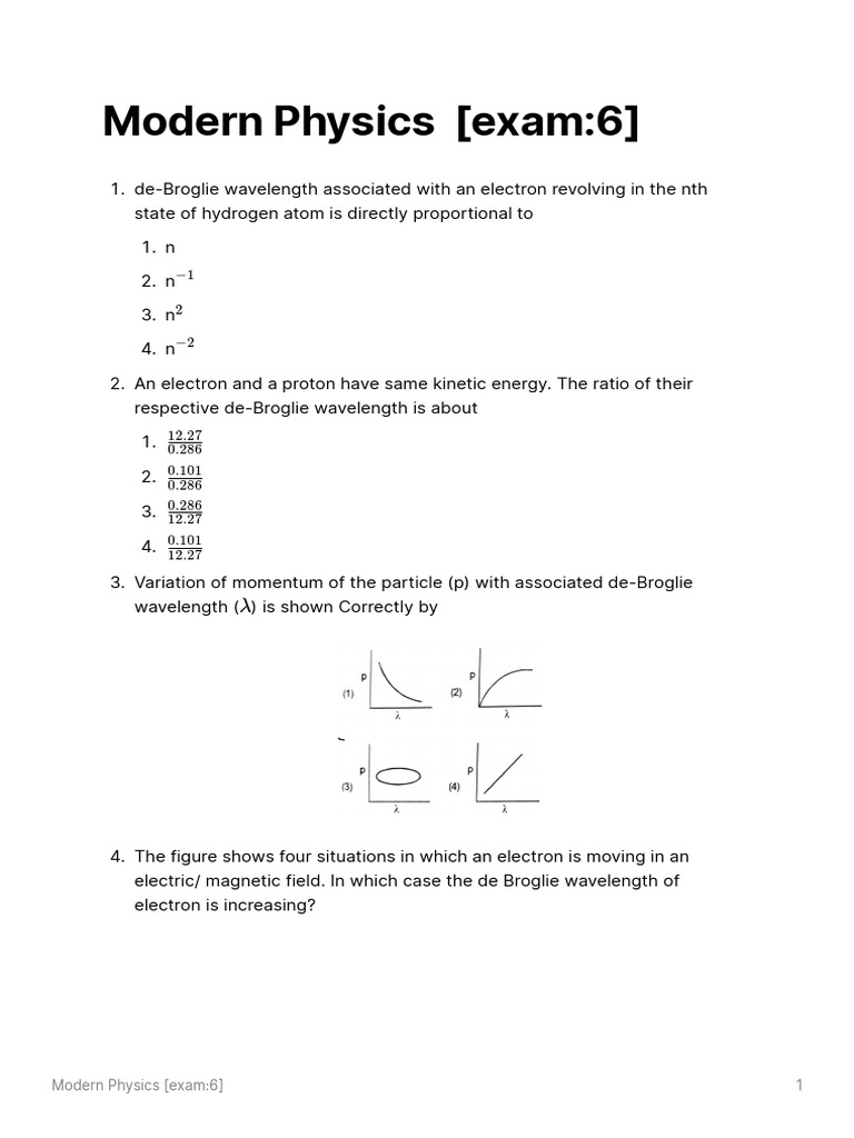 Modern Physics (Exam:6) | PDF | Electronvolt | Electron