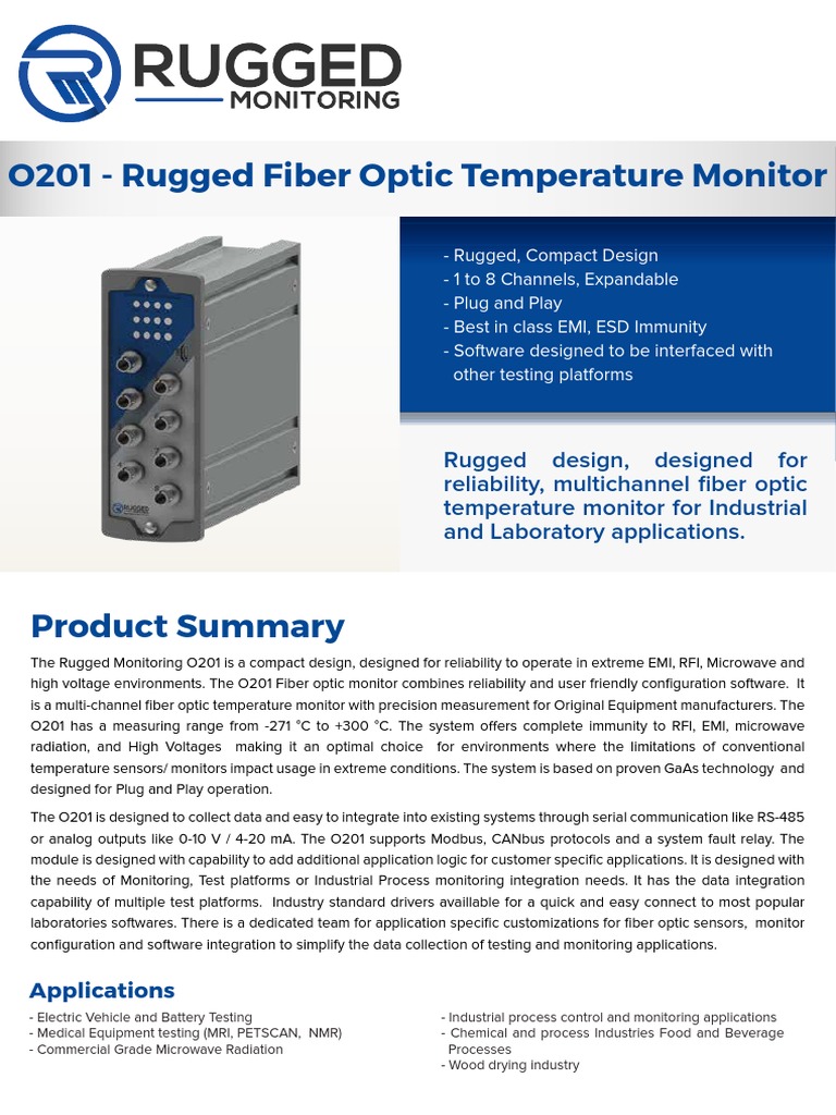 0201 Fiber Optic Temperature Monitoring Rugged Monitoring | PDF ...