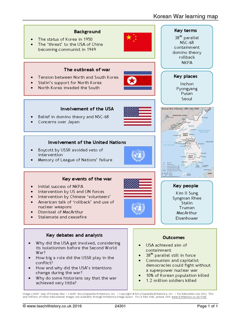 Background Key Terms: Korean War Learning Map | PDF | Korean War ...