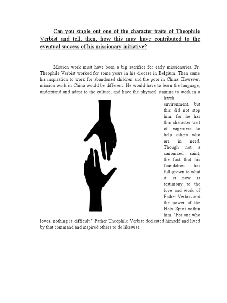 Missionary Zeal of Theophile Verbist | PDF