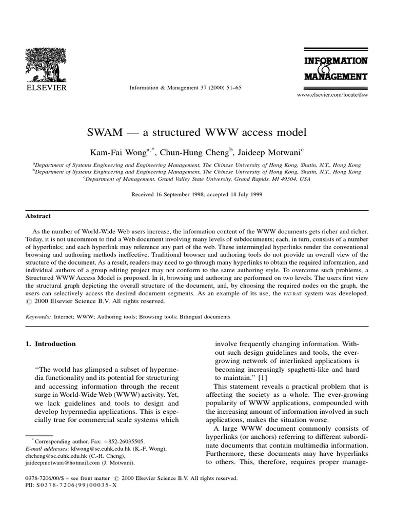 SWAM - A Structured WWW Access Model - 2000 | PDF | Object (Computer ...
