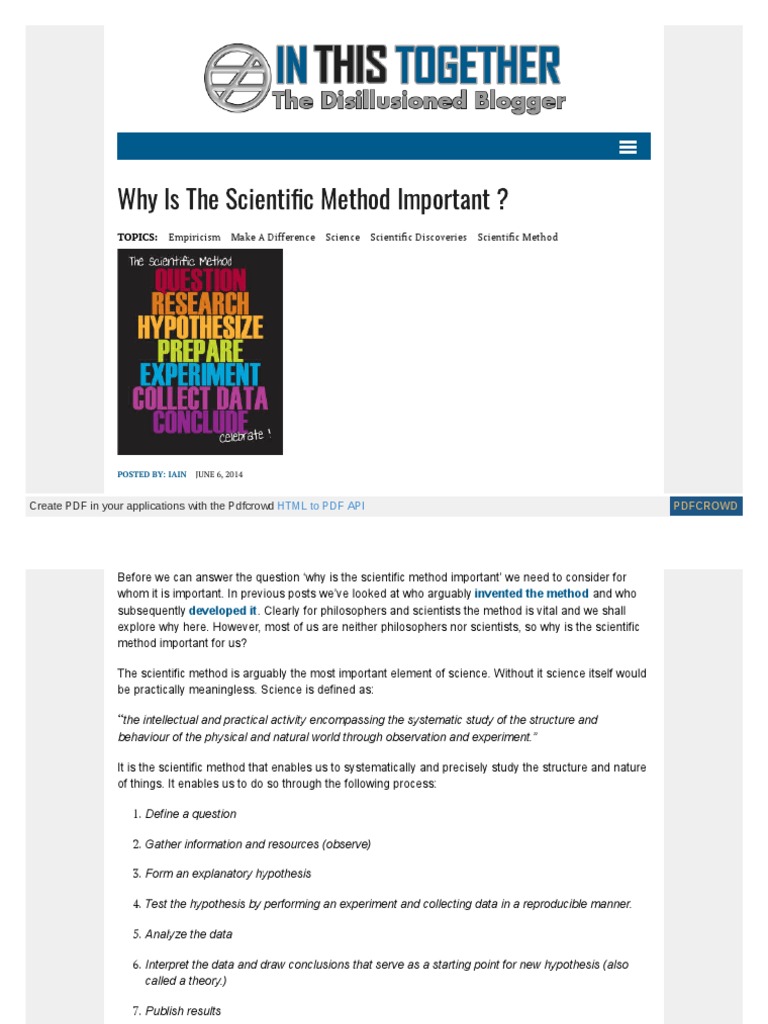 In This Together Com Why Is The Scientific Method Important | PDF ...