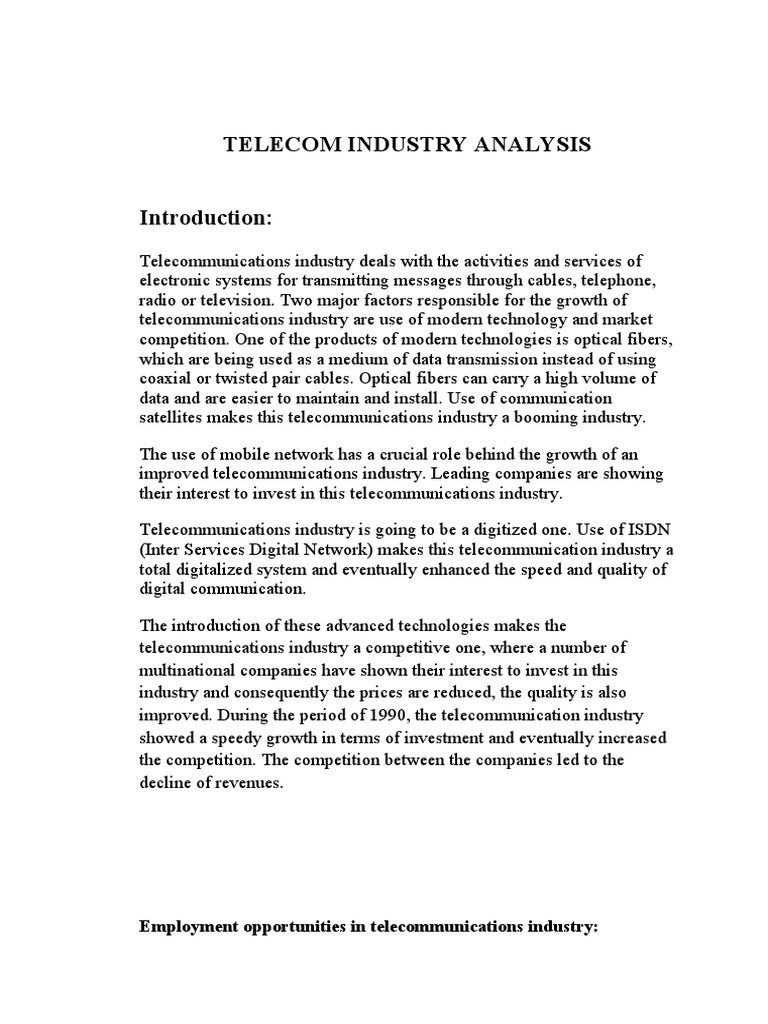 Telecom Industry Analysis | PDF | Telecommunication | Electronics