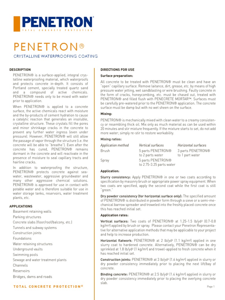 PENETRON Data Sheet | PDF
