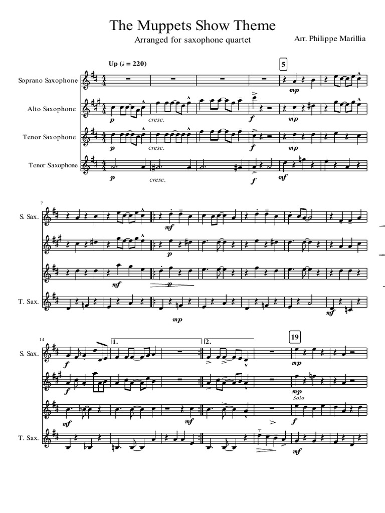 The - Muppets - Show - Theme - Parts For - Diamond Sax-Score - and ...