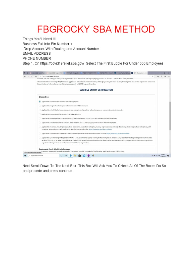 Sba Fullmethod With Screenshots | PDF | Business