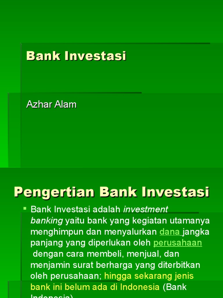 Bank Investasi | PDF | Hukum