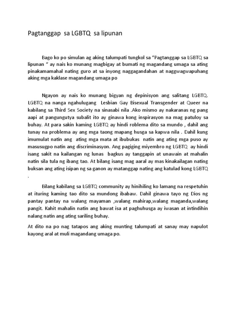 Pagtanggap Sa LGBTQ Sa Lipunan | PDF