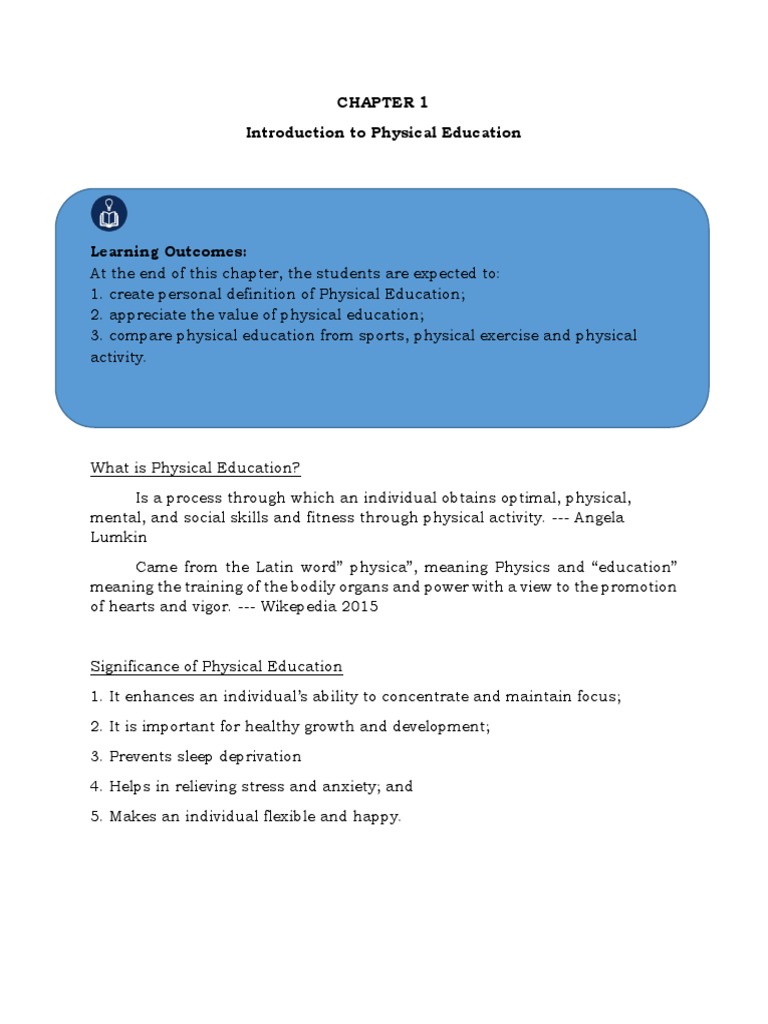 Chapter 1 | PDF | Physical Education | Physical Fitness