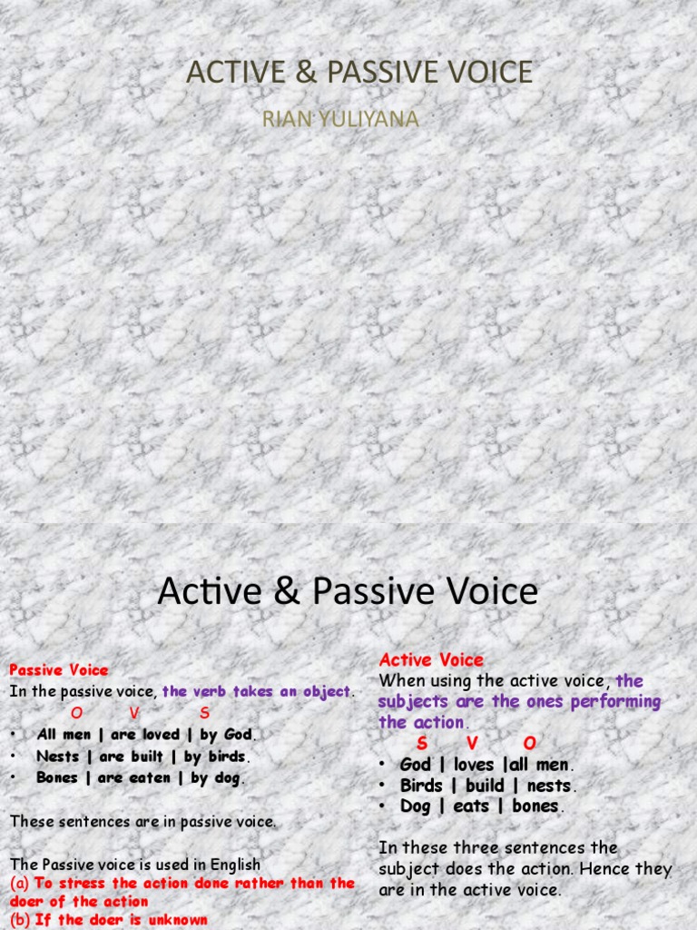 Active vs Passive Voice Guide | PDF | Perfect (Grammar) | Verb