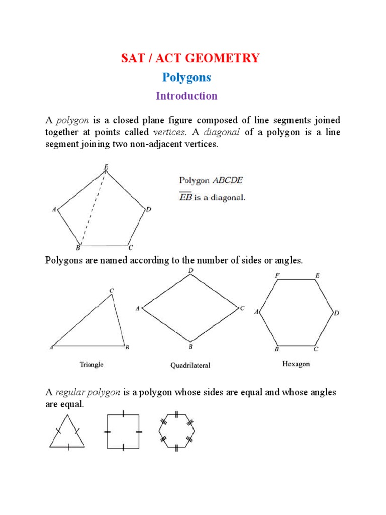 ACT Geometry - Polygons | PDF | Angle | Polygon