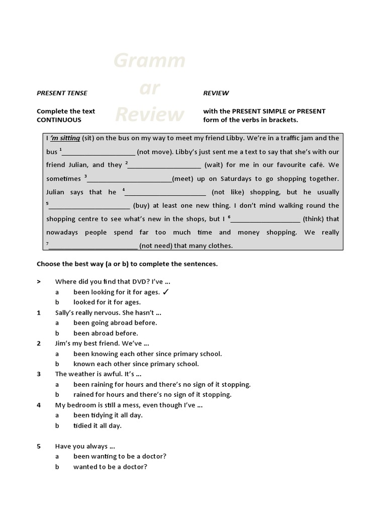 Grammar Review | PDF | Grammatical Tense | Grammar