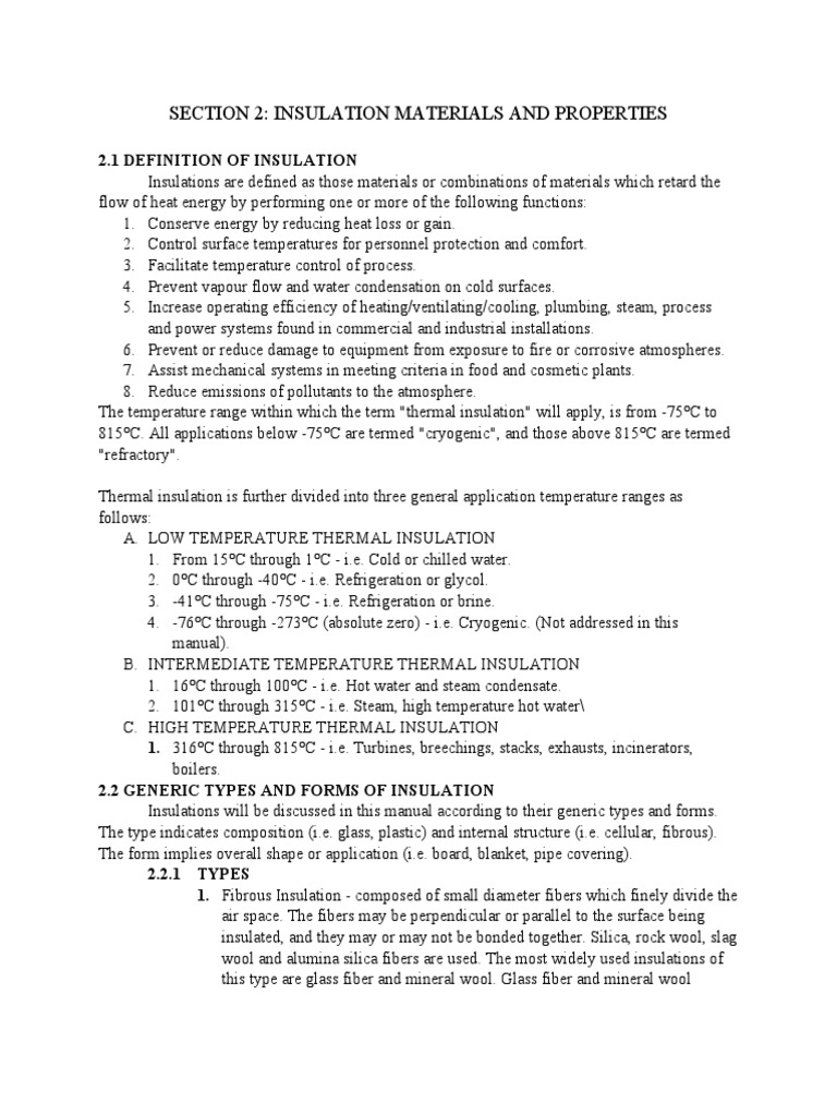 Insulation Materials Properties Guide | PDF | Polystyrene | Heat Transfer