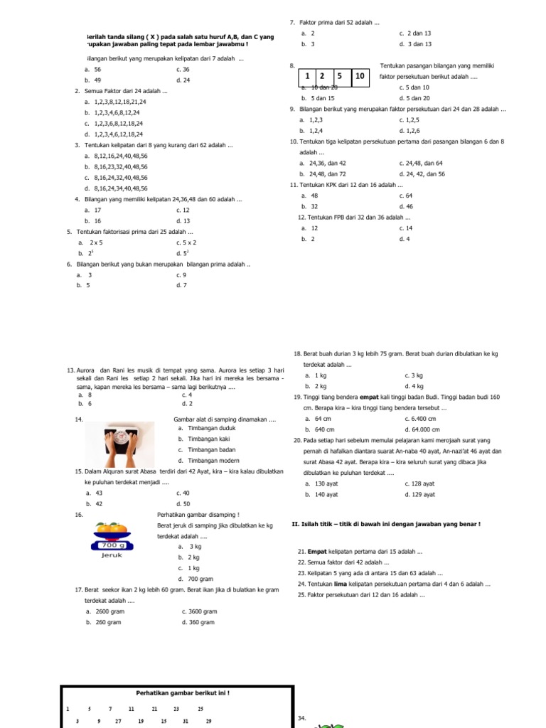 Latihan Math PAS | PDF