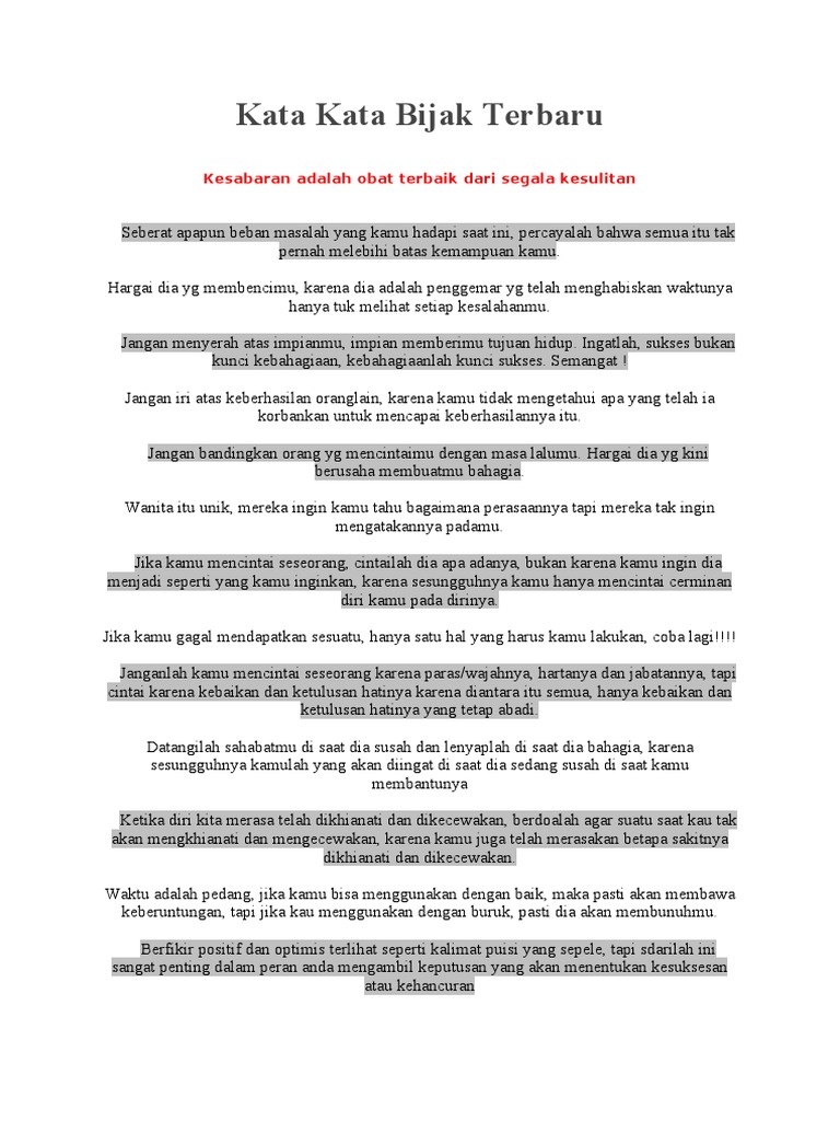 Kumpulan Kata Kata Bijak | PDF