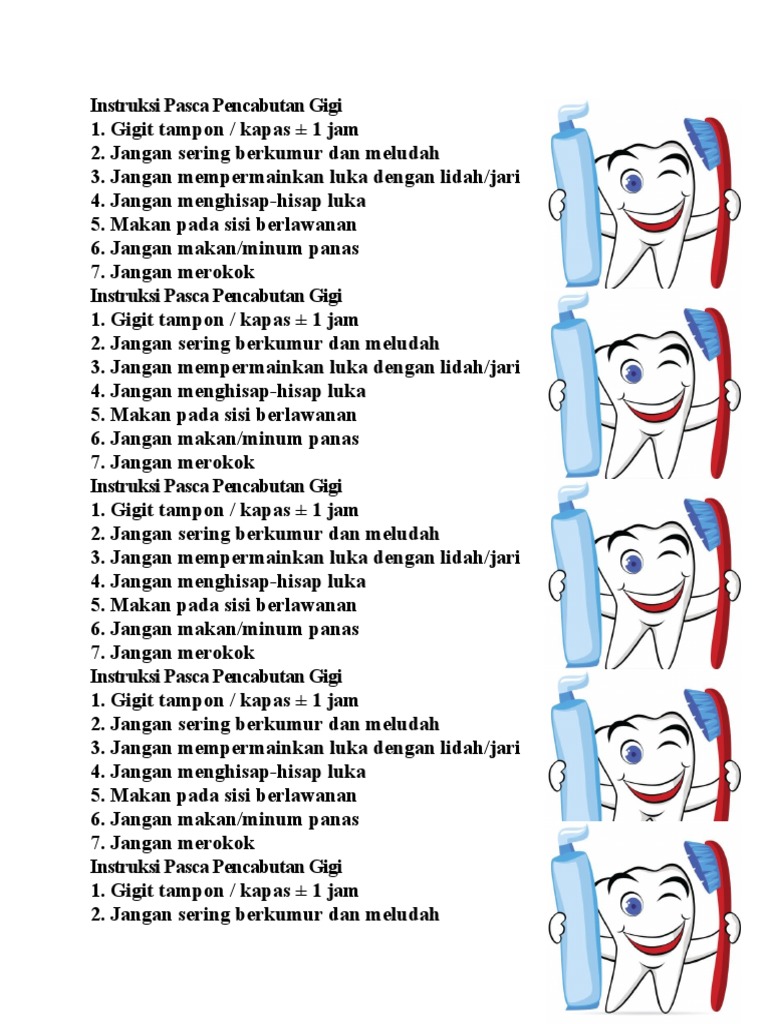Instruksi Pasca Pencabutan Gigi | PDF