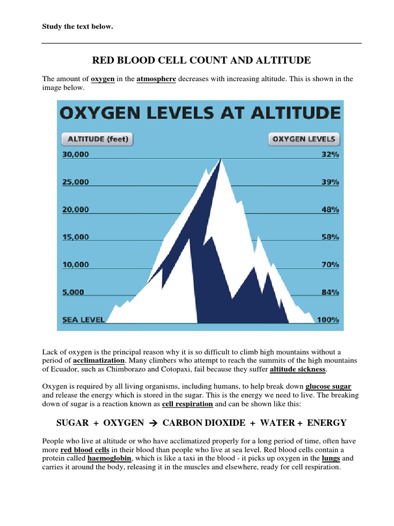 Red Cells, Oxygen & Altitude | PDF | Altitude | Blood