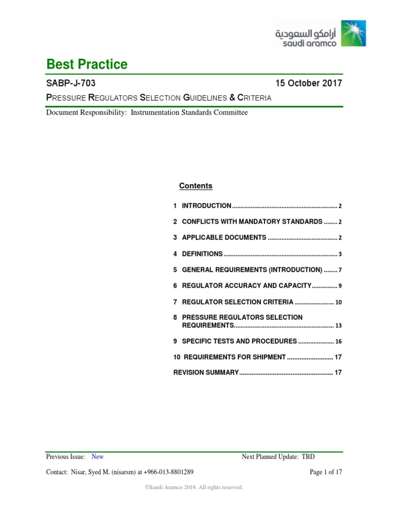 Pressure Regulators Selection Guidelines & Criteria | PDF | Valve ...