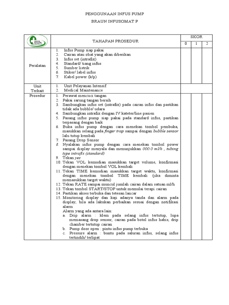 Panduan Penggunaan Infus Pump B. Braun | PDF