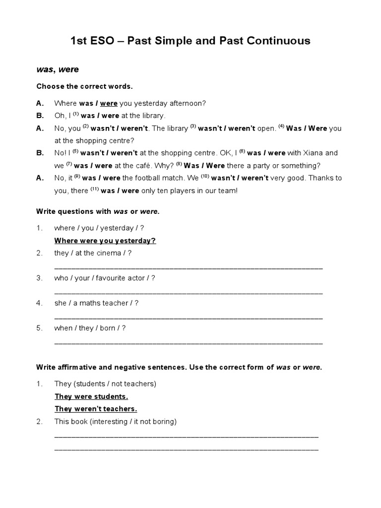 Reinforcement Exercises - Past Simple and Past Continuous | PDF | Question