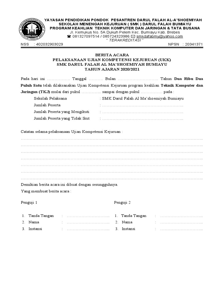 Berita Acara Ukk | PDF
