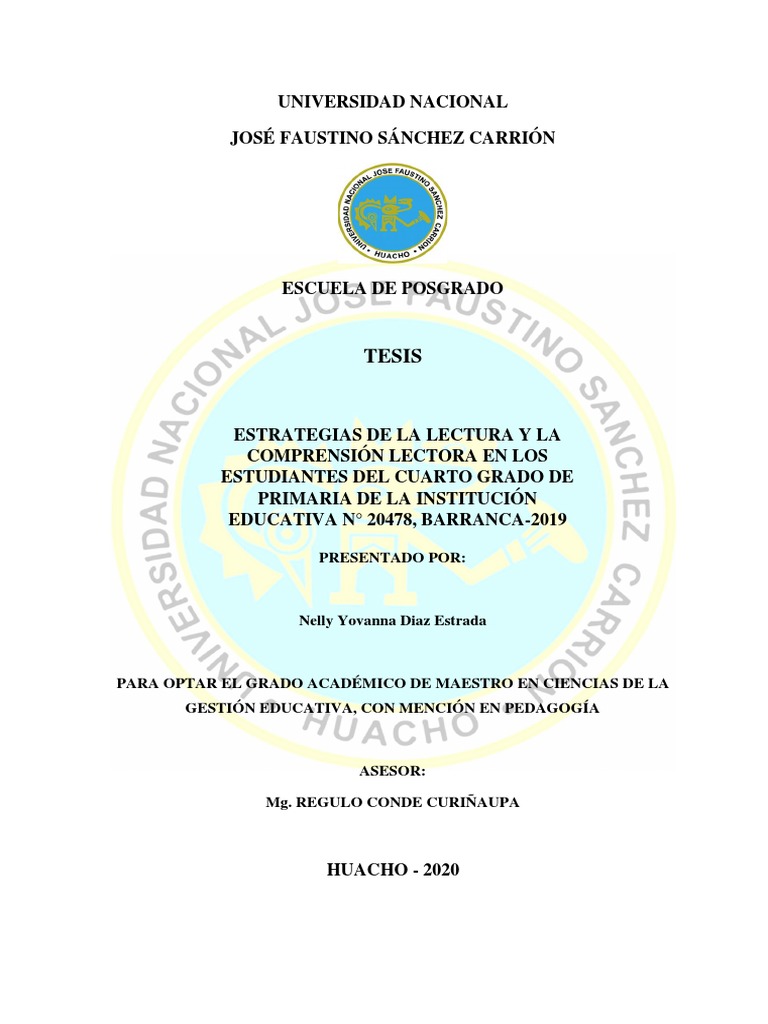 Tesis Final Nelly 2019 Aa | PDF | Comprensión lectora | Comprensión