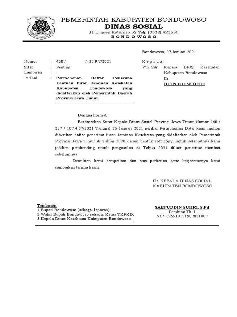 Surat Ke BPJS | PDF | Ilmu Sosial