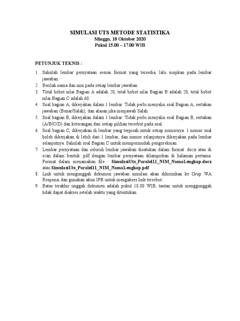(Dijawab) Simulasi Uts Metode Statistika | PDF | Komputer