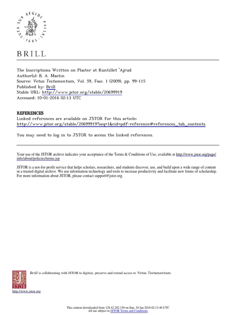 The Inscriptions Written On Plaster at Kuntillet 'Ajrud | PDF ...