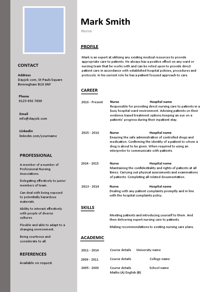 Smart CV Template SCV-00012 | PDF | Nursing | Patient
