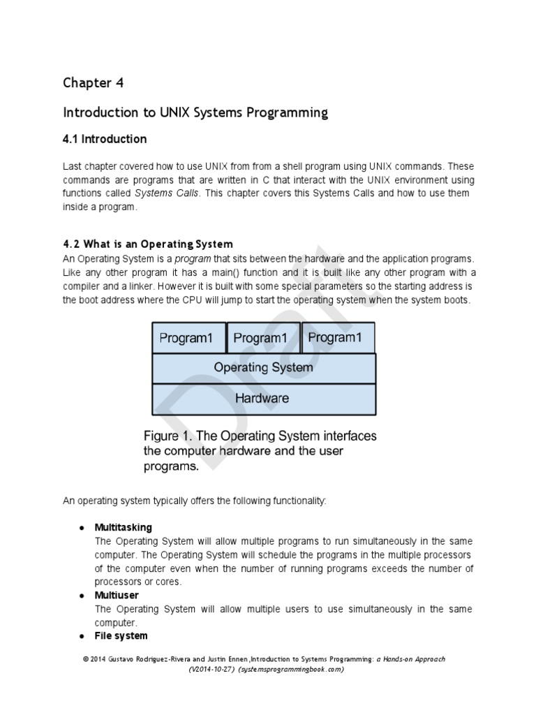 Draft Introduction To Unix Systems Programming Pdf Unix Operating System