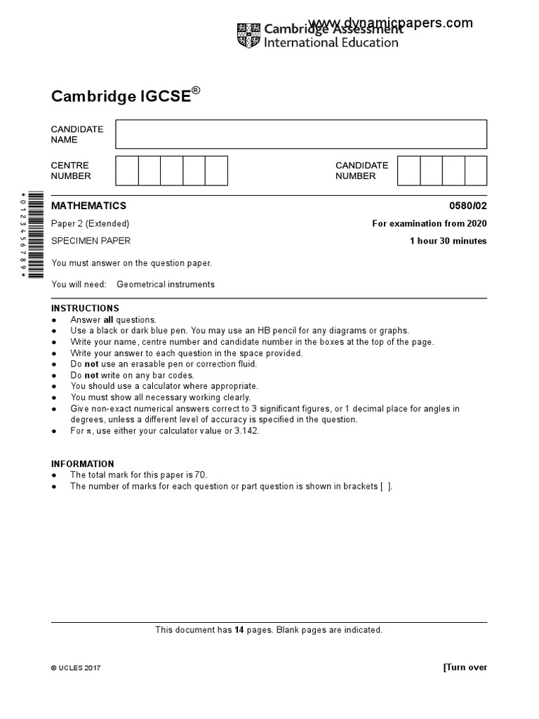 2020 Specimen Paper 2 Math PRINTOUT | PDF | Elementary Mathematics ...
