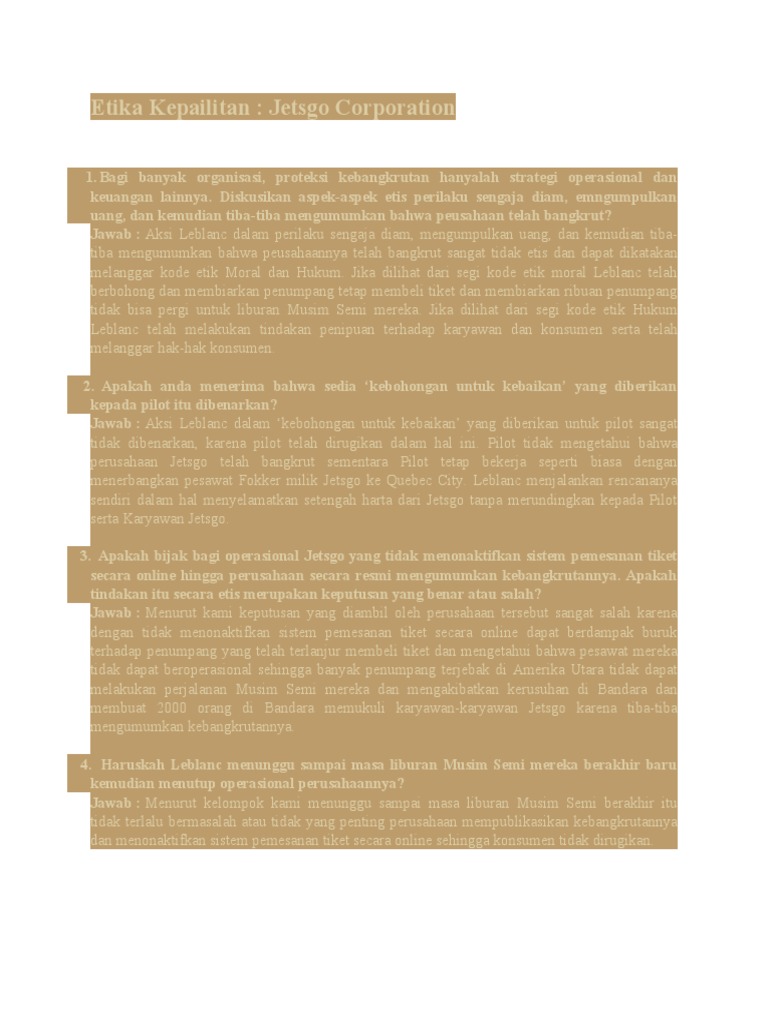 Etika Kepailitan | PDF