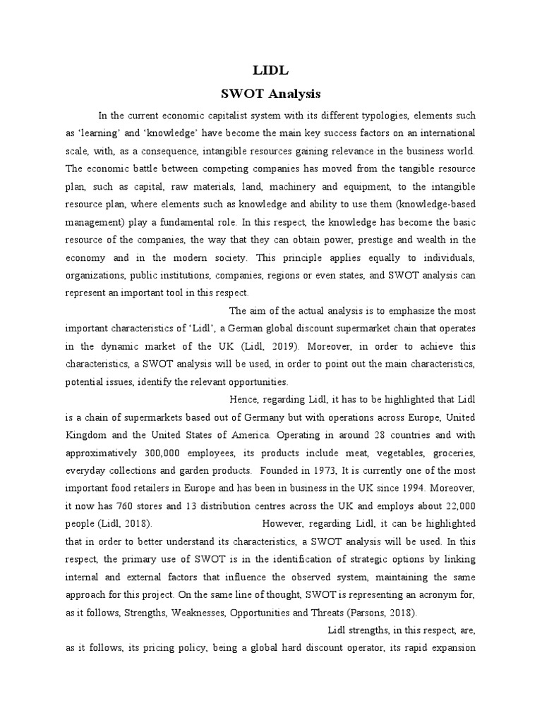 Lidl SWOT Analysis | PDF | Retail | Swot Analysis