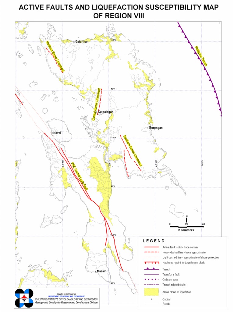 Active Faults and Liquefaction Susceptibility Map of Region VIII | PDF