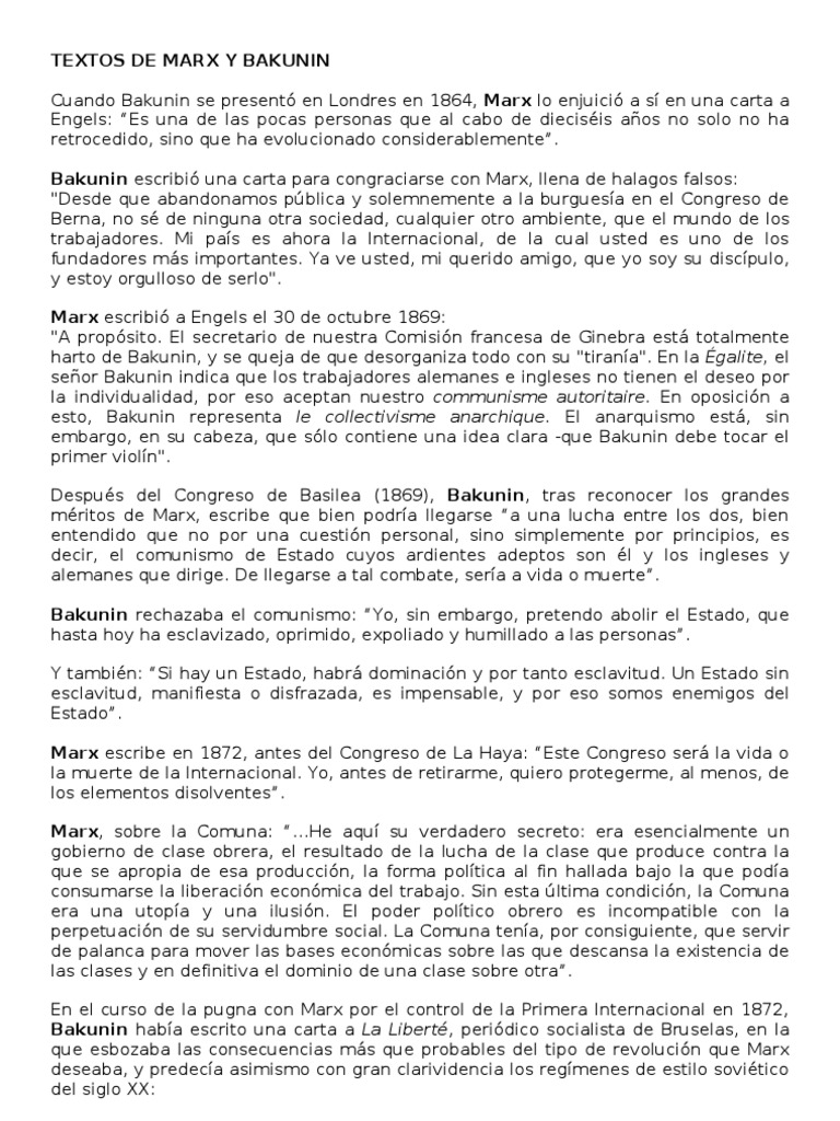 Textos de Marx y Bakunin | PDF | Karl Marx | Comunismo