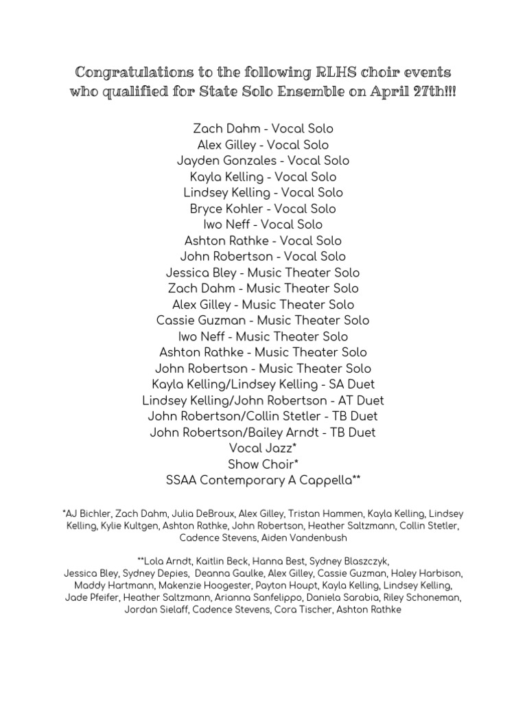 2019 District Solo Ensemble Results | PDF | Performing Arts ...