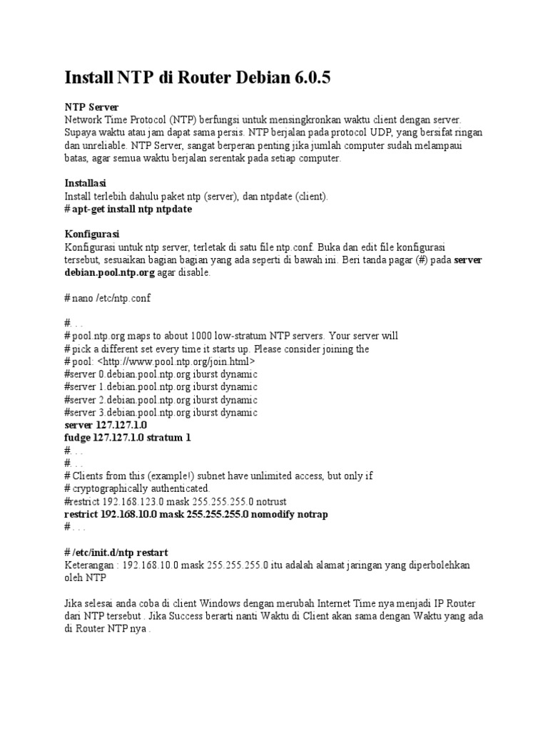 Install NTP Di Router Debian 6 | PDF