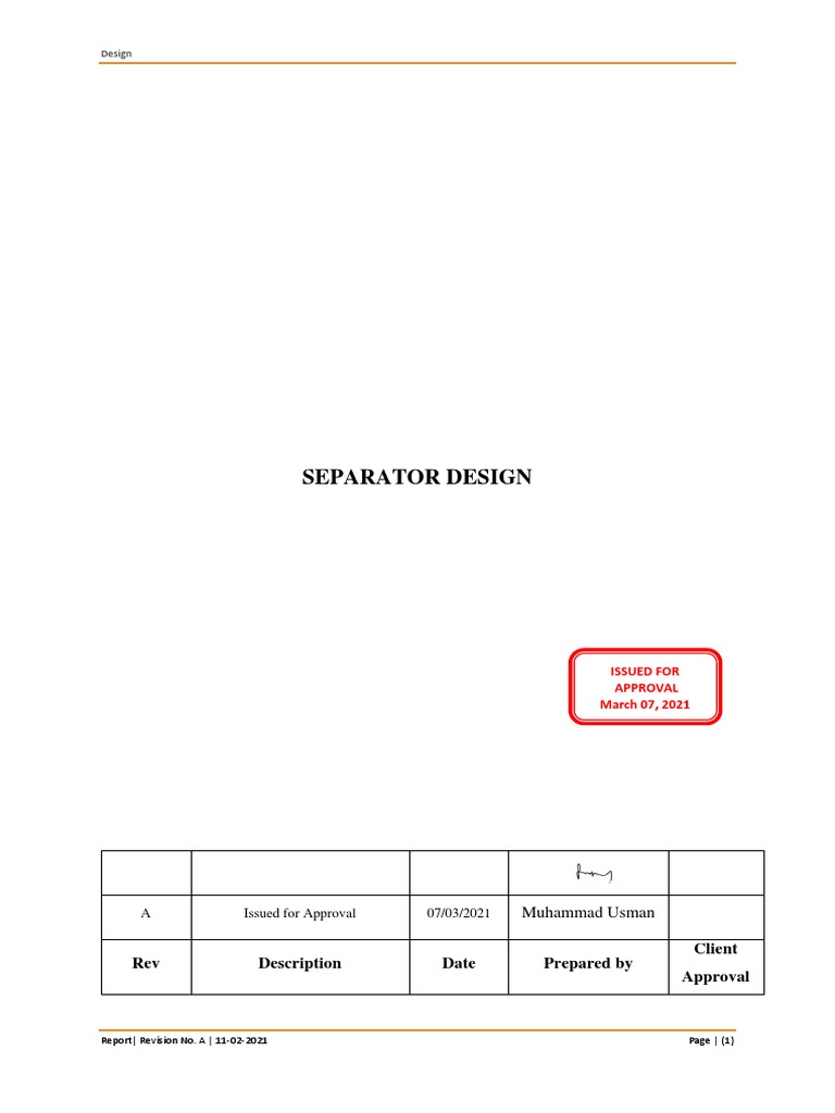 Separator Design: Rev Description Date Prepared by Client Approval ...