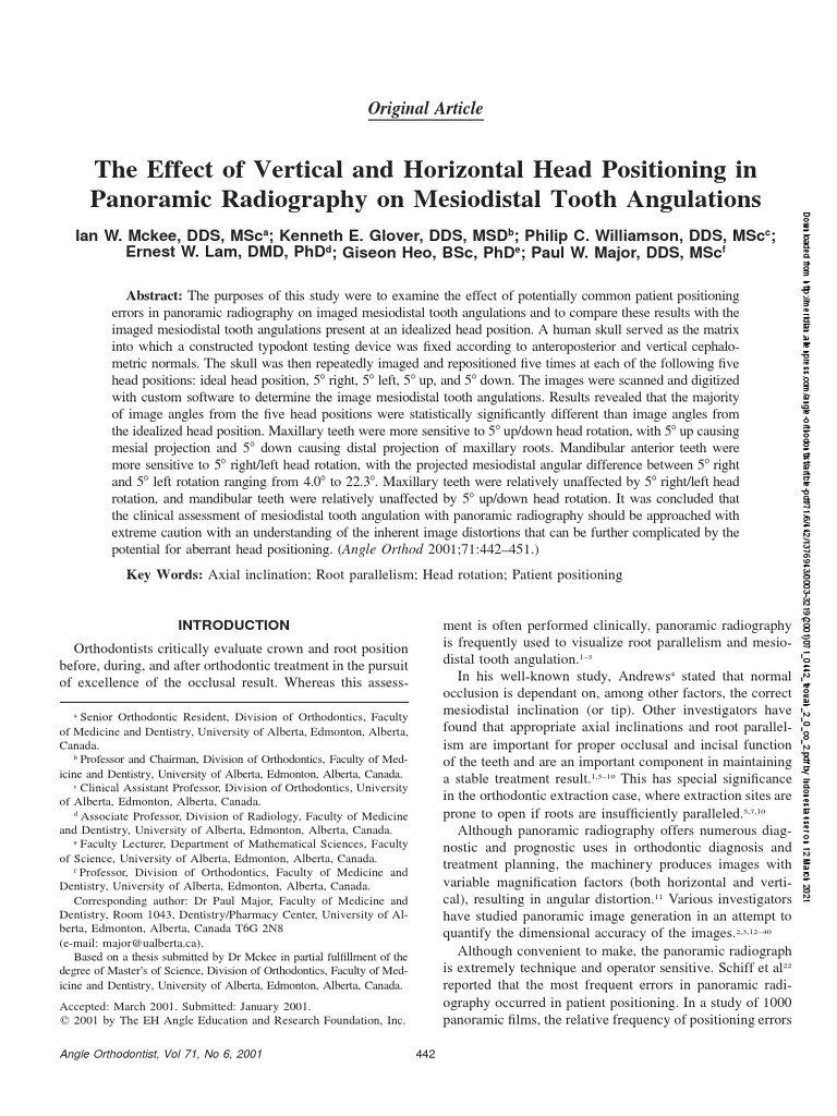 The Effect of Vertical and Horizontal Head Positioning in Panoramic ...