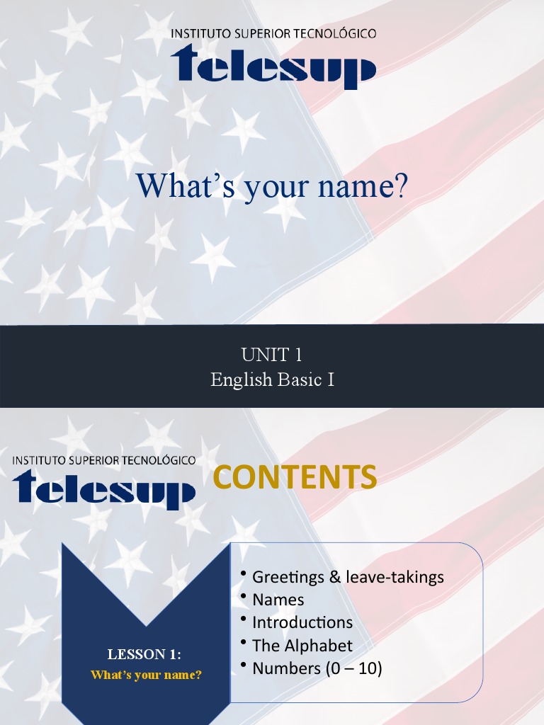 What's Your Name?: Unit 1 English Basic I | Download Free PDF ...